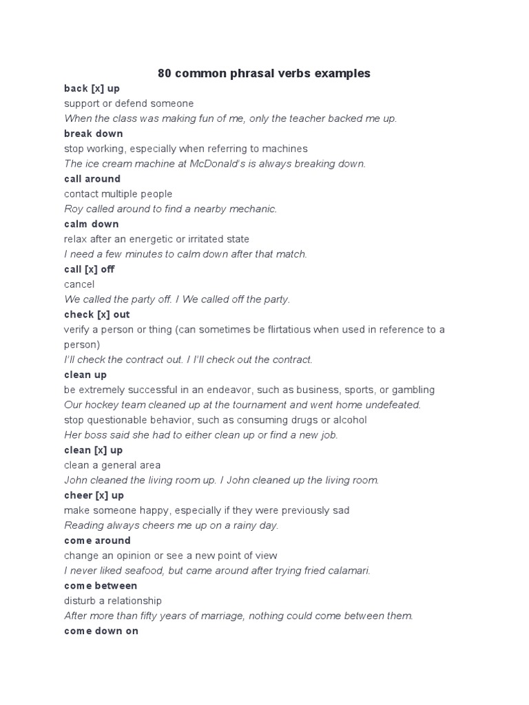 80 common phrasal verbs examples | PDF
