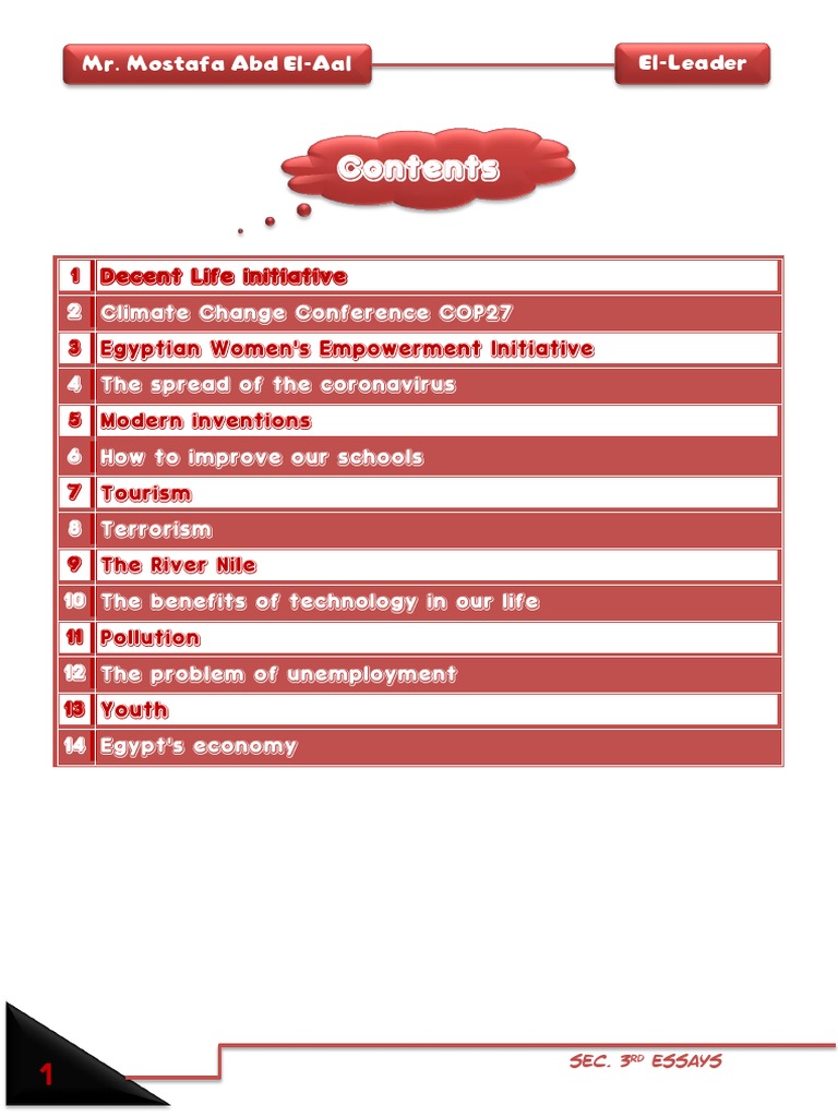 Essays For 3rd Sec. Mr. Mostafa | PDF