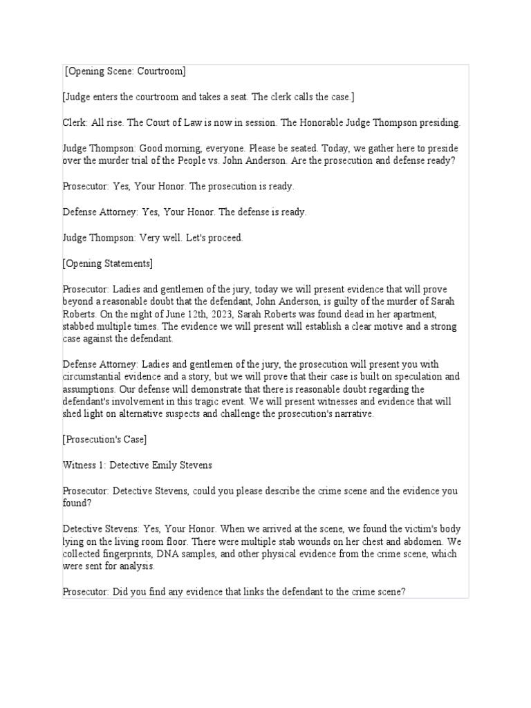 Mock Trial Script | Download Free PDF | Prosecutor | Witness