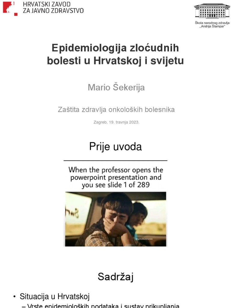 Epidemiologija Zloćudnih Bolesti 2022-2023 (Šekerija) | PDF