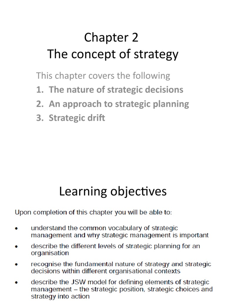 Chapter 2 Concept of Strategy | PDF | Strategic Management | Strategic ...