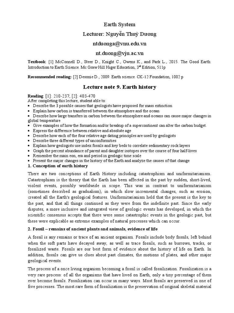 Lecture Note Topic 6 Earth History | PDF | Homo | Fossil