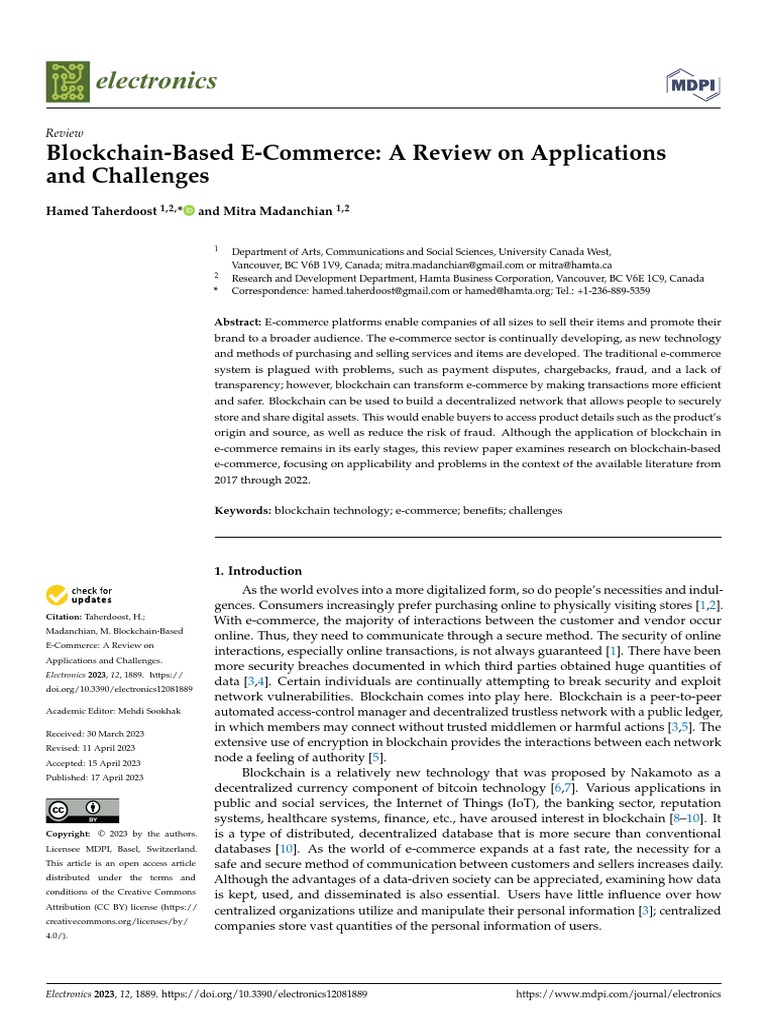 Blockchain-Based E-Commerce: A Review On Applications and Challenges ...