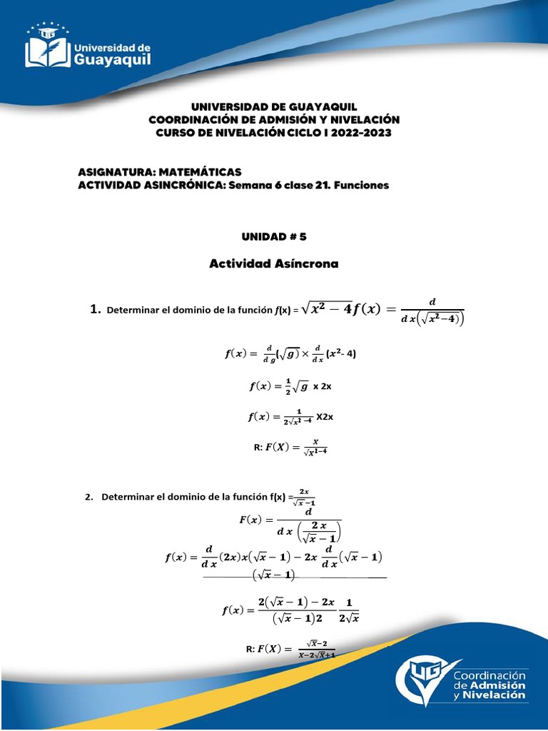 Tarea - U5 - Clase 21 - S6 | PDF