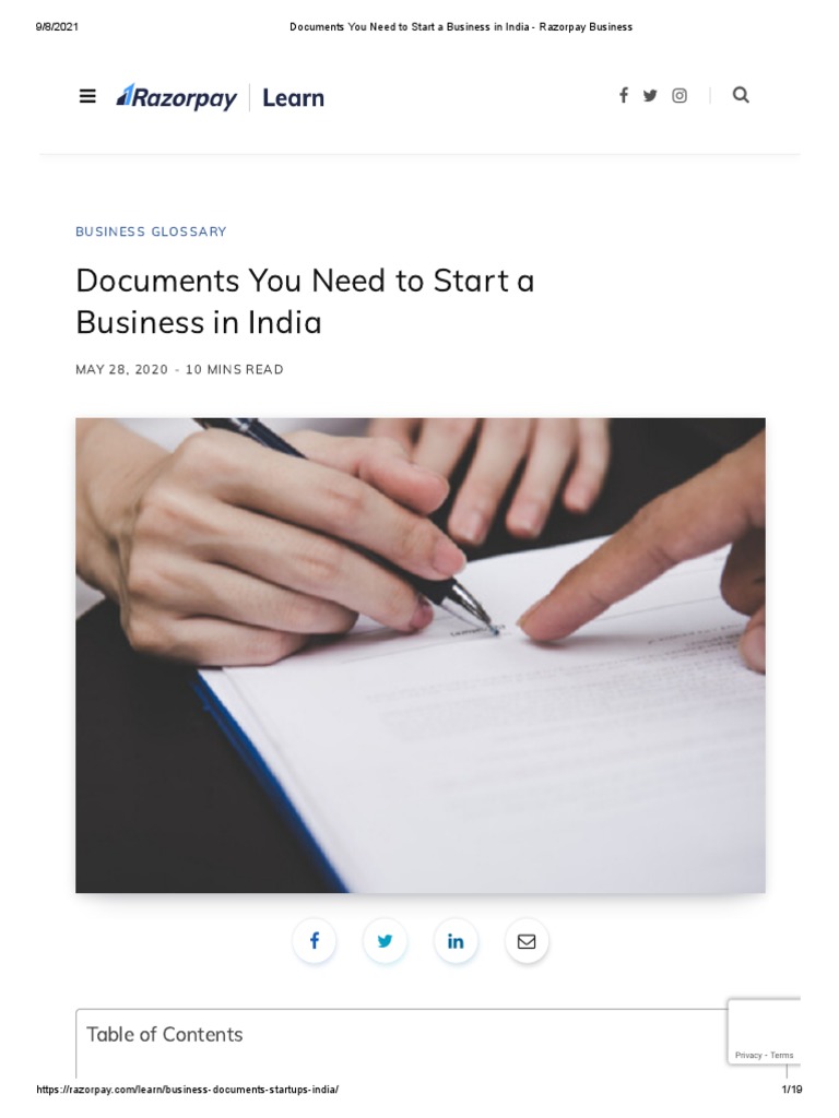 Documents You Need To Start A Business in India - Razorpay Business ...