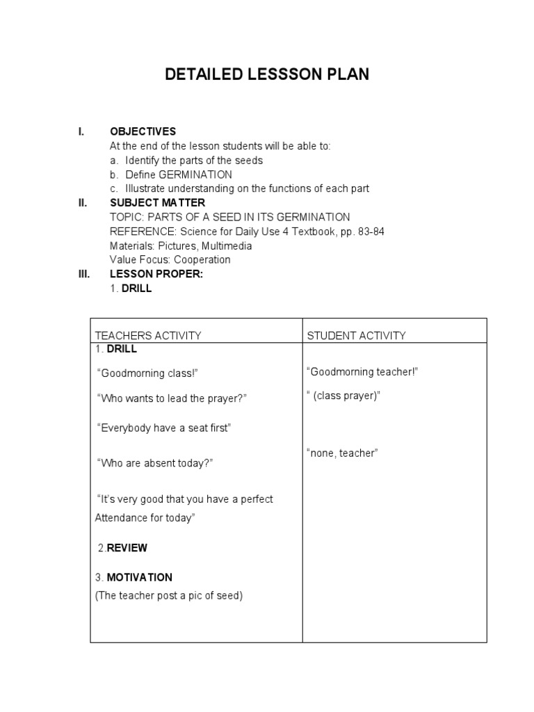 Lesson Plan | PDF | Seed | Germination