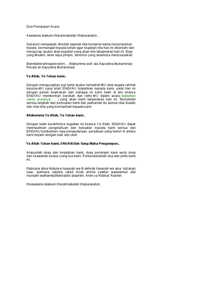 Doa Penutup Acara Formal | PDF