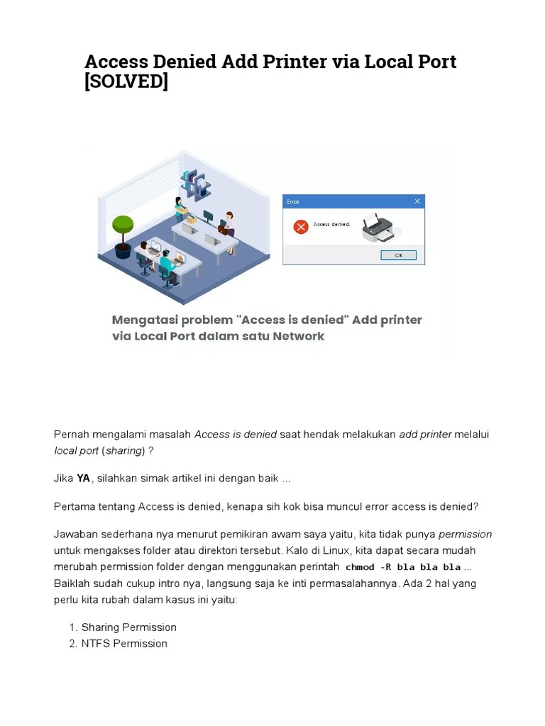 Mengatasi Access Denied Saat Share Printer | PDF