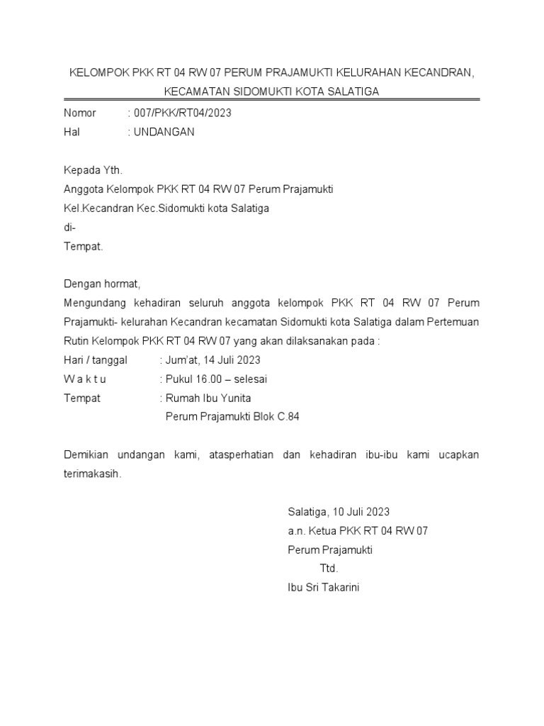 Undangan PKK RT | PDF