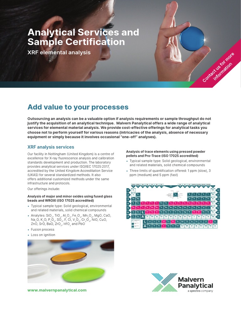 Brochure - Analytical Service & Sample Certification XRF | PDF | Analytical Chemistry | Physical ...