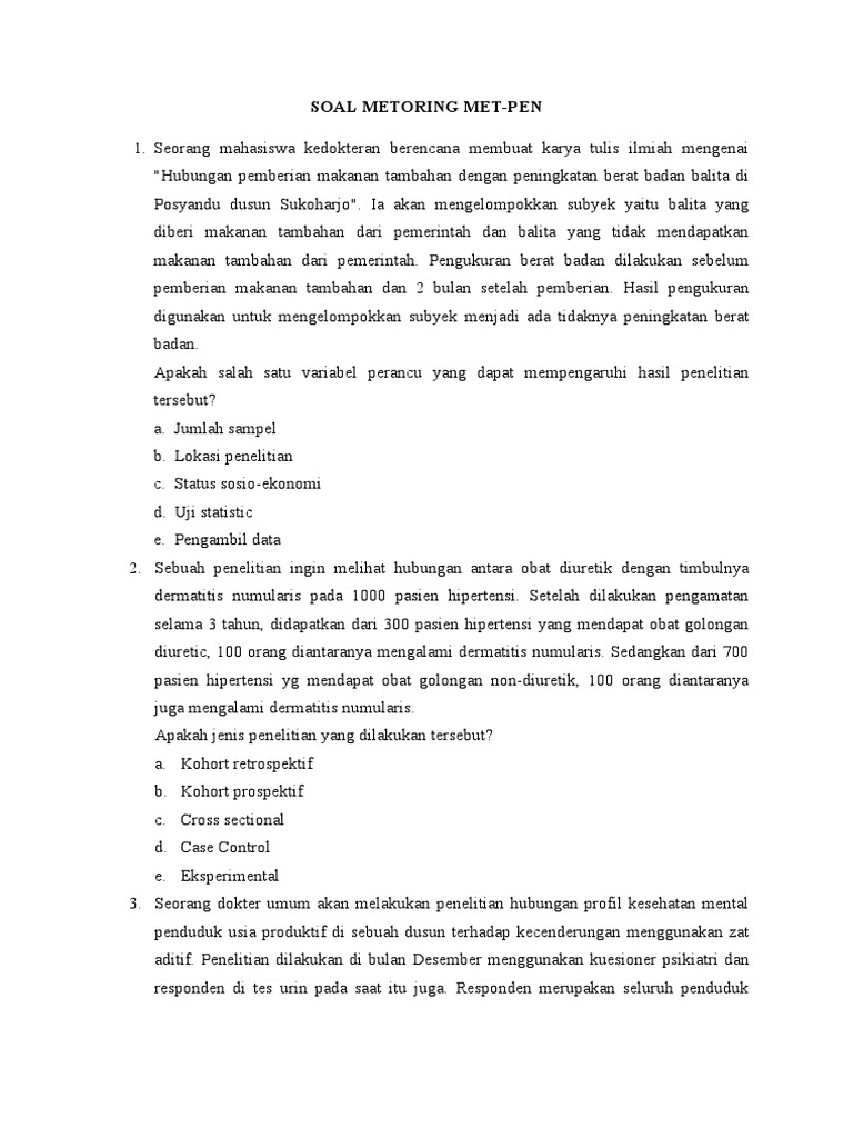 Soal Metoring Metpen | PDF