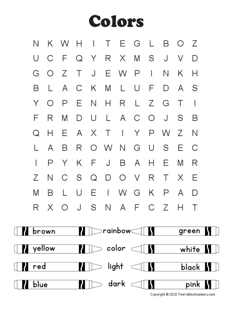 Color Word Search Grade 2 | PDF | Visual System | Color