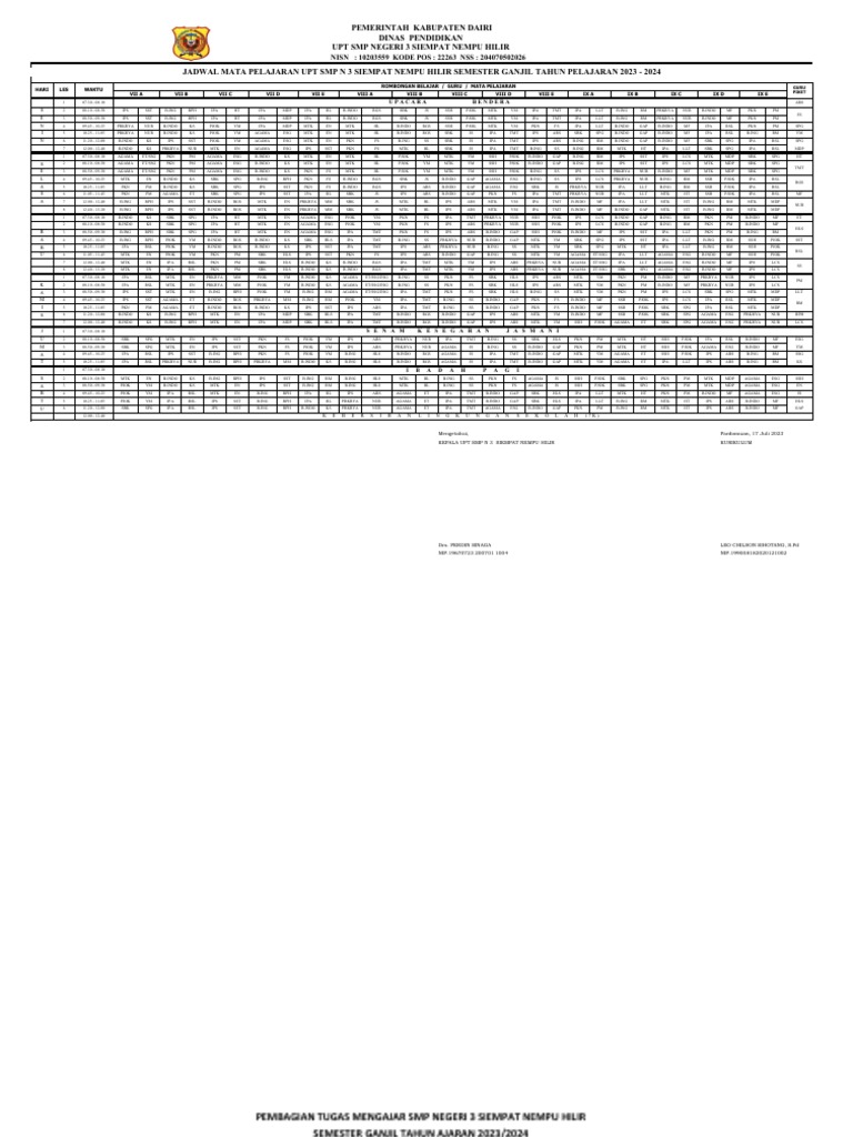 Roster Semester Ganjil 2023-2024 | PDF