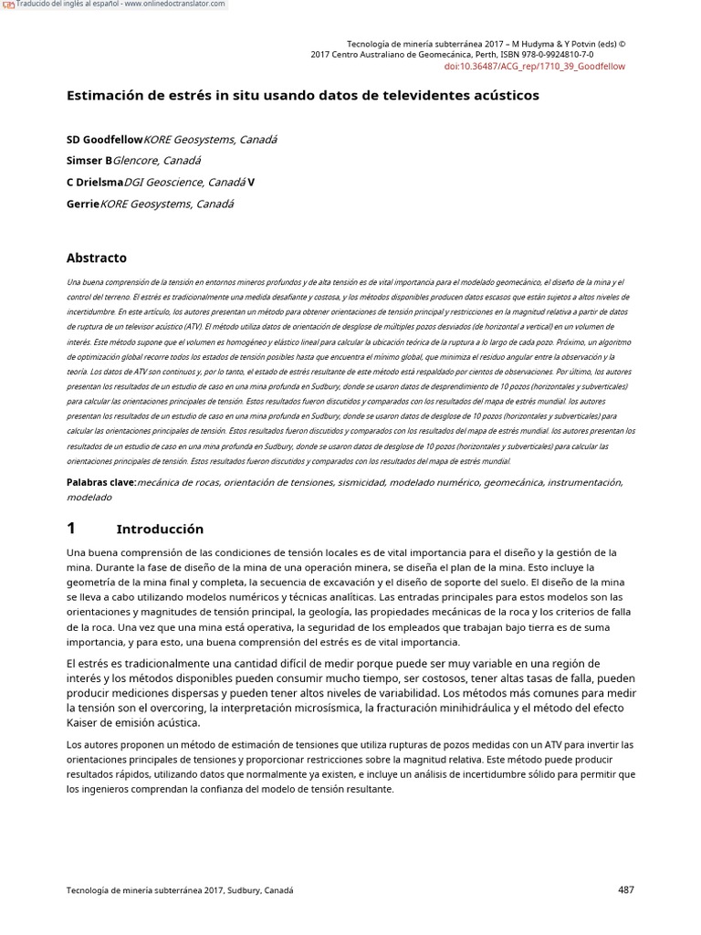 In Situ Stress Estimation Using Acoustic Televiewer Data - En.es | PDF ...