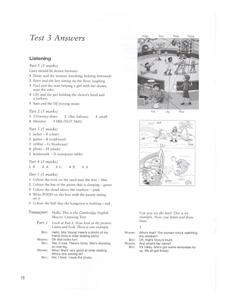 Answer Booklet - Movers 2 - 2018-17-20 | PDF