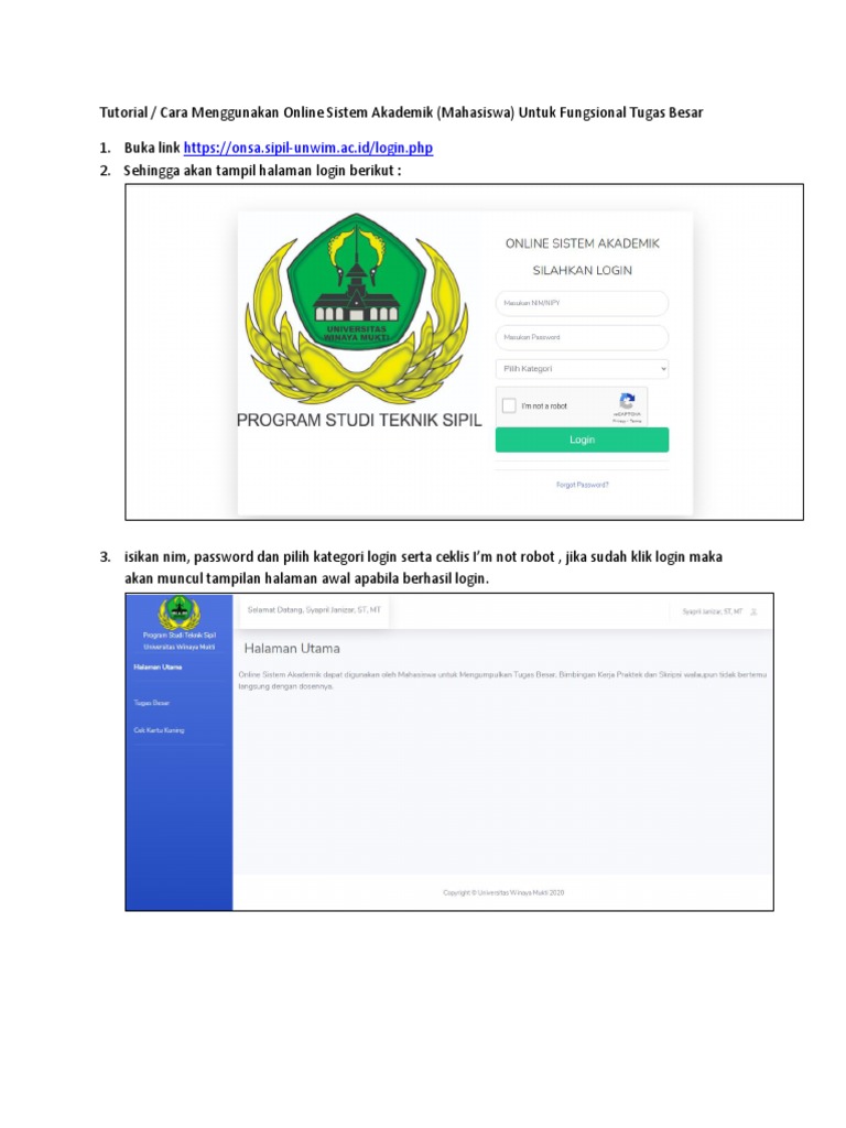 Panduan Sistem Akademik Online UNWIM | PDF | Komputer