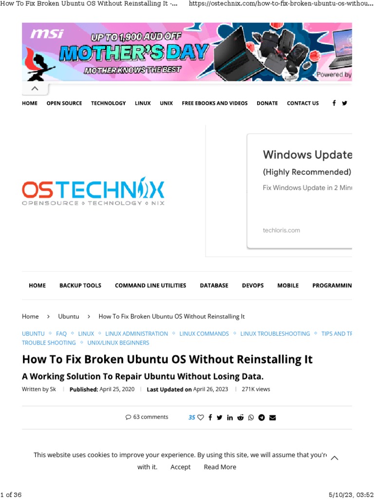 How To Fix Broken Ubuntu OS Without Reinstalling It - OSTechNix | PDF | Computer Science | Computing