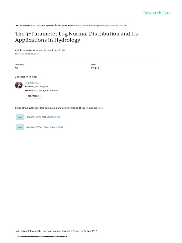 The 3-Parameter Log Normal Distribution and Its Applications in ...