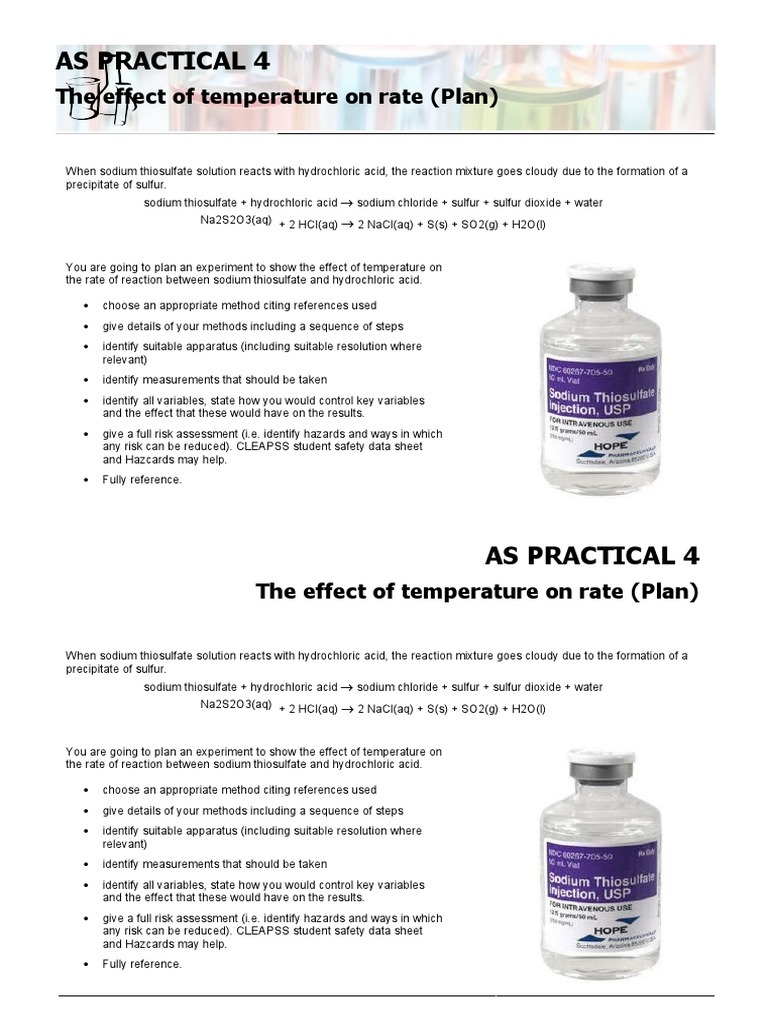 AS Prac 4 - Effect of Temperature On Rate - Plan | PDF | Technology & Engineering