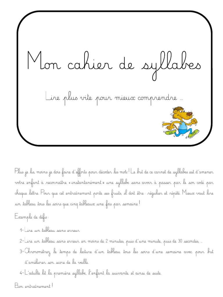 Cahier de Syllabes Niveau 3 Cursive | PDF