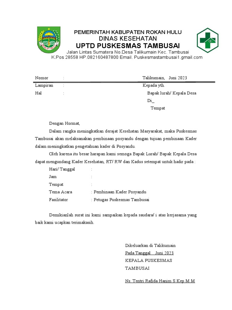 Surat Kader Posyandu | PDF