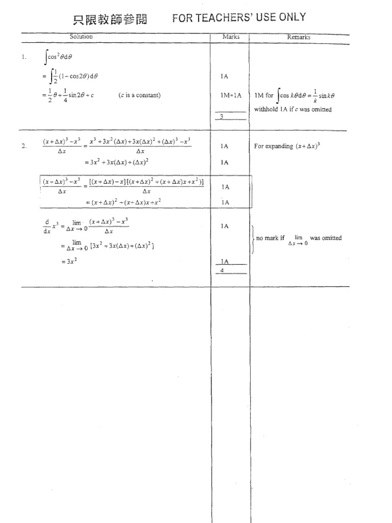 Add Maths 2003 Marking Scheme | PDF
