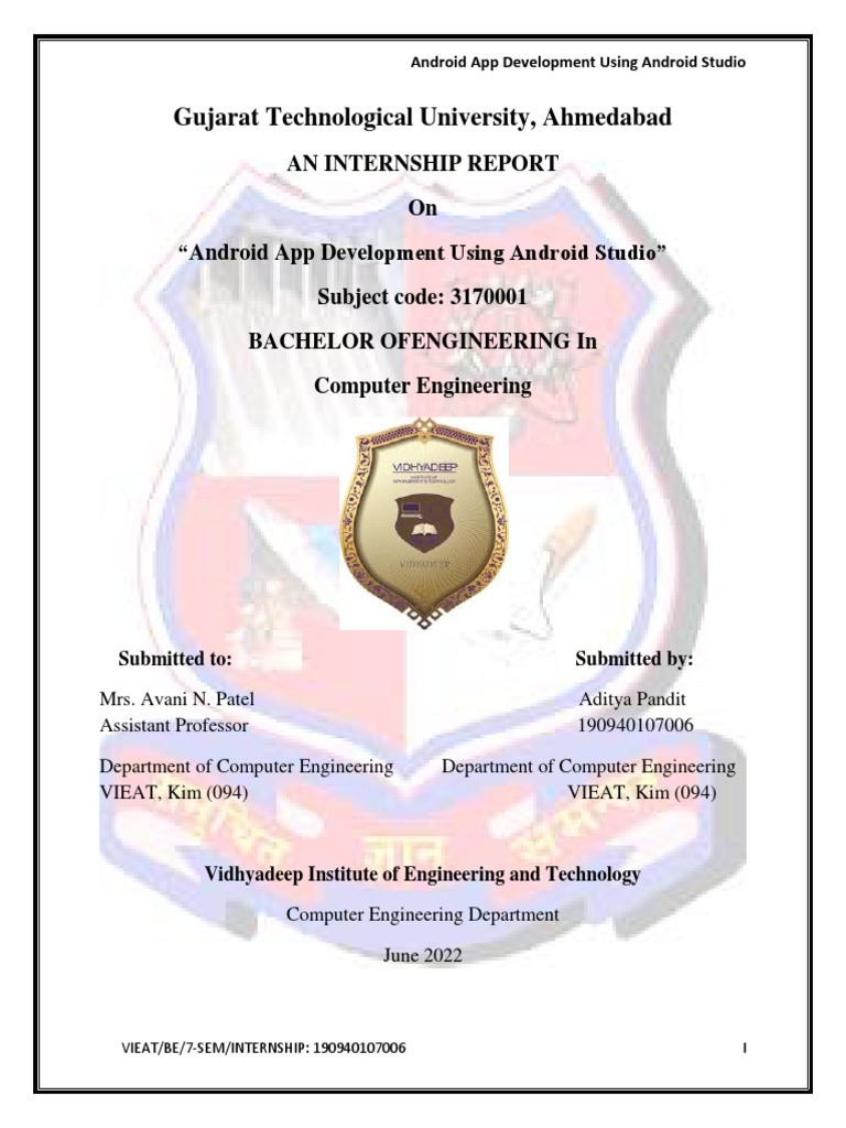 Intership Report Aditya | PDF | Android (Operating System) | Information Technology