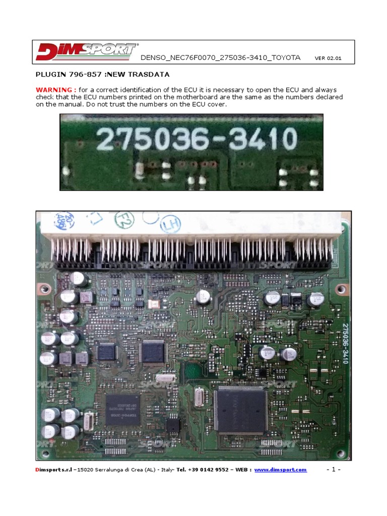 NT Denso Nec76f0070 275036-3410 Toyota 1033 | PDF | Computing ...