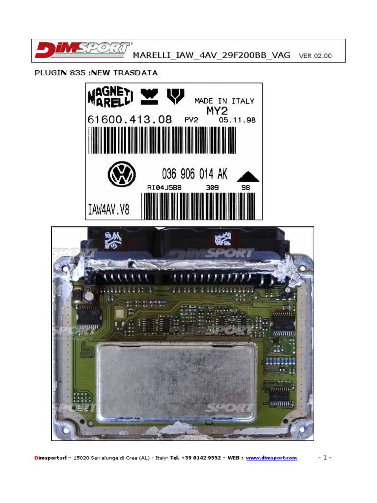 NT Marelli Iaw 4av 29F200BB Vag 1033 | PDF | Business | Computers