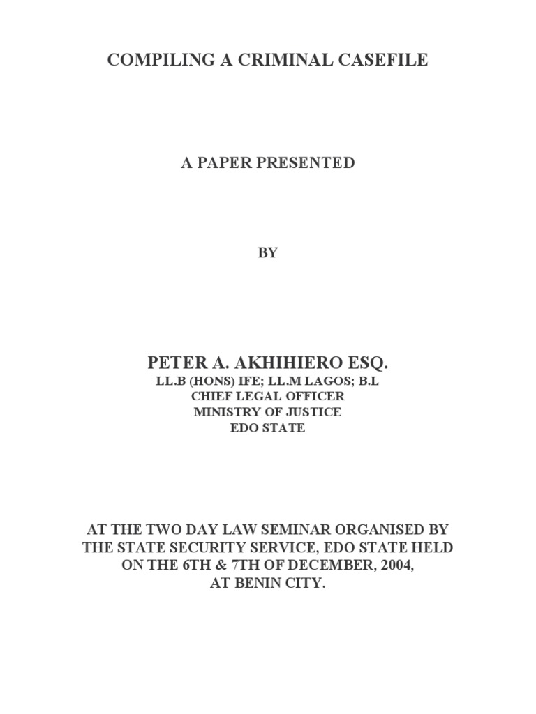 Compiling A Criminal Casefile | PDF