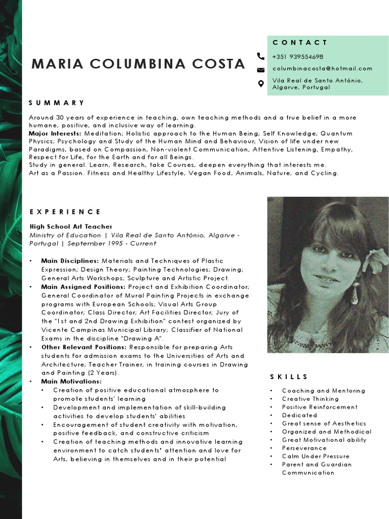 Maria Columbina Costa - CV - 2022 | PDF | Portugal | The Arts