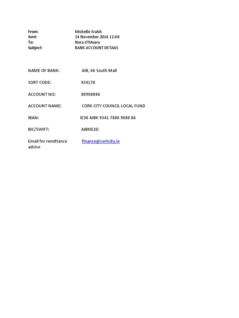 EFT Details - Cork | PDF | Law