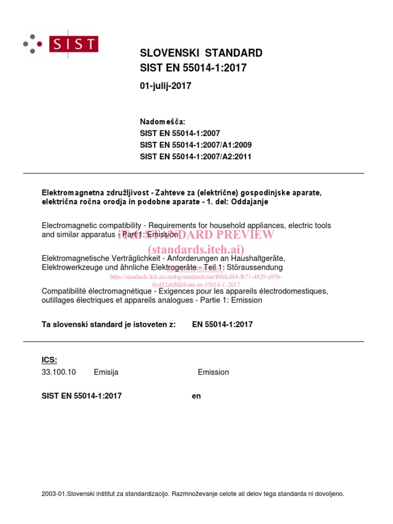 Sist en 55014 1 2017 | PDF | International Electrotechnical Commission ...