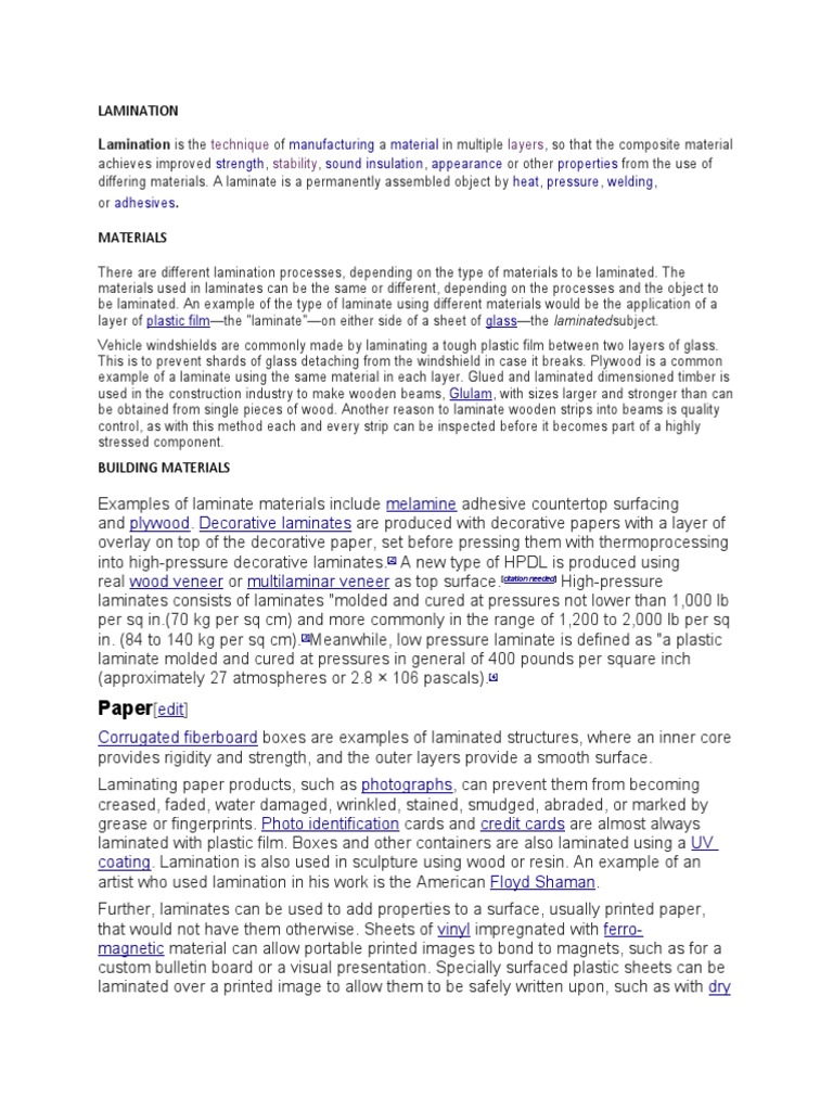 Laminating | PDF | Lamination | Secondary Sector Of The Economy