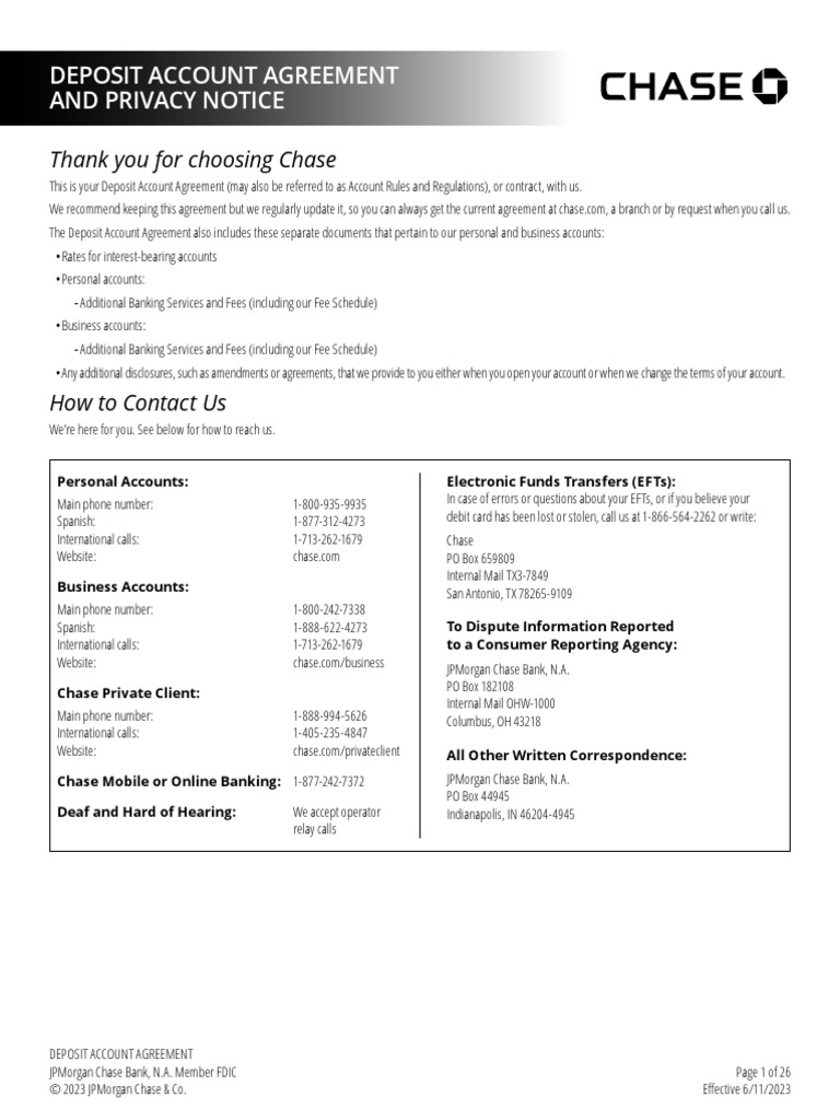 Deposit Account Agreement | PDF | Cheque | Debit Card