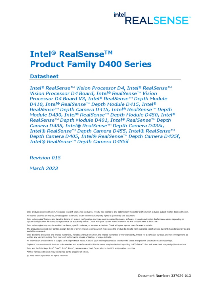 Intel RealSense D400 Series Datasheet March 2023 | PDF | Usb | Computer ...