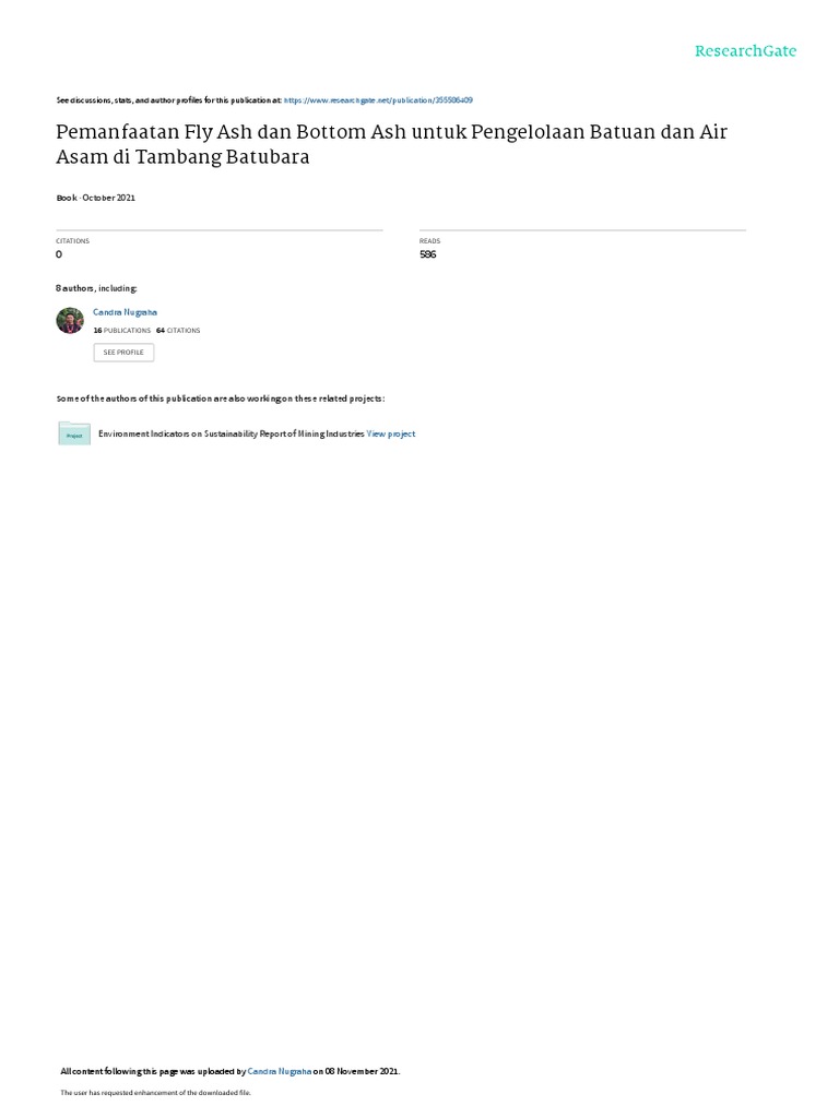 Pemanfaatan Fly Ash Dan Bottom Ash Untuk Pengelolaan Batuan Dan Air Asam Di Tambang Batubara ...