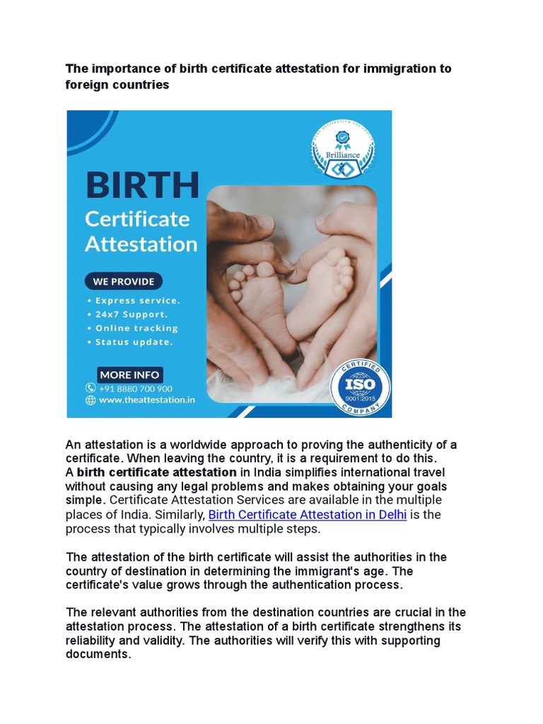 The Importance Of Birth Certificate Attestation For Immigration To