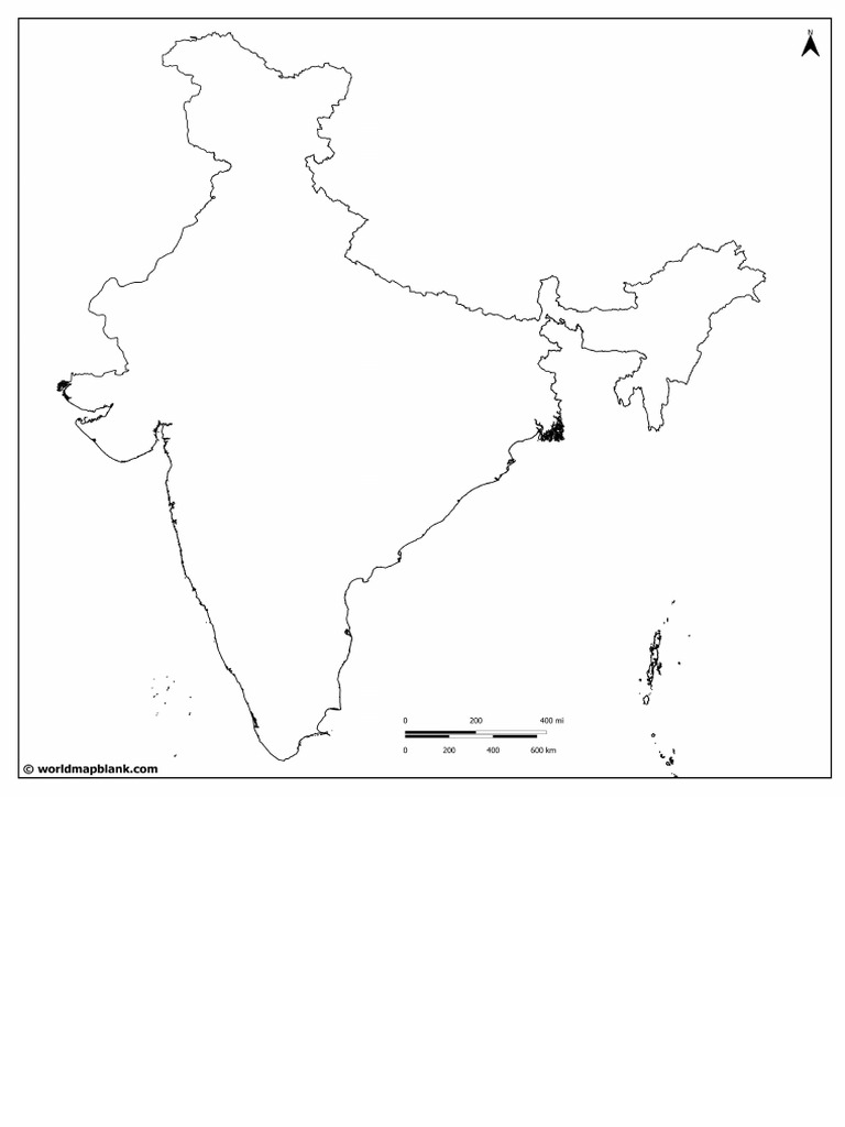 Outline Map of India A4 | PDF