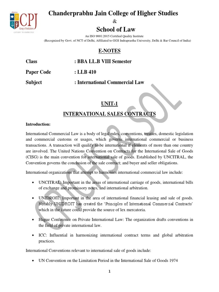 Unit 1 ICL E Notes BBALLB | Download Free PDF | Offer And Acceptance ...