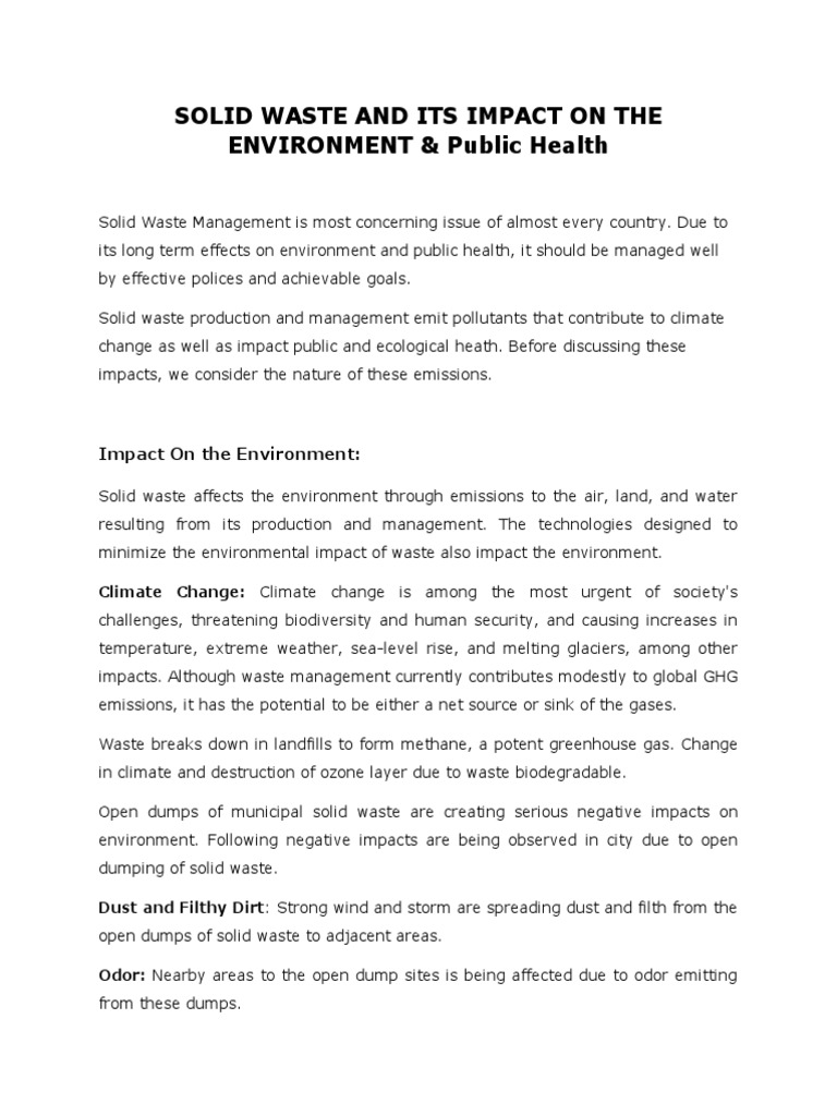Solid Waste and Its Impact On The Environment | PDF | Waste | Landfill