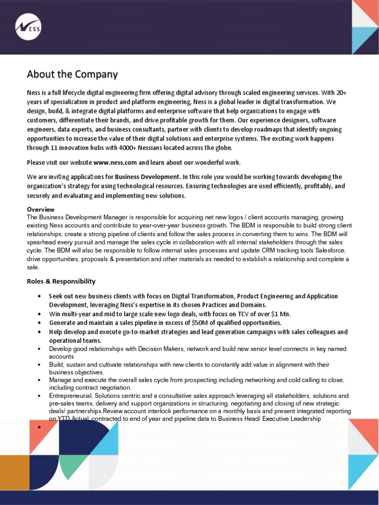 Business Development - Media & Entertainment - Ness | PDF | Sales | Business Process