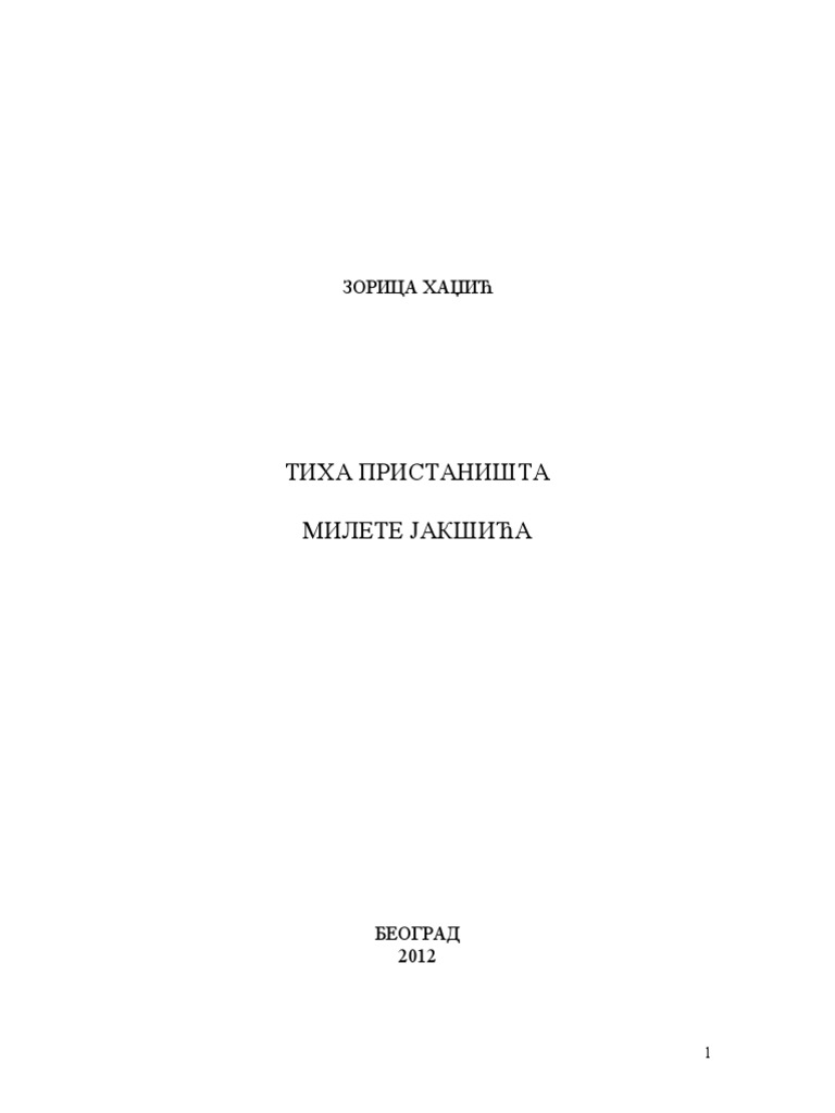 Tiha Pristanista Milete Jaksica | PDF