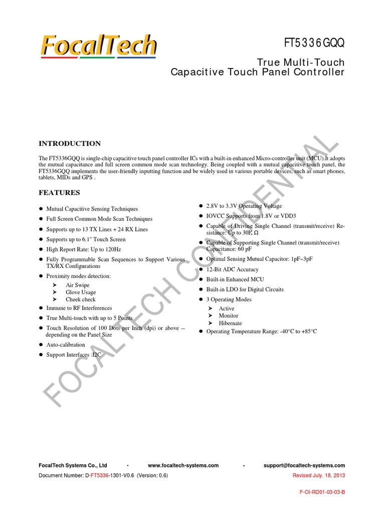 FT5336 | PDF | Microcontroller | Touchscreen