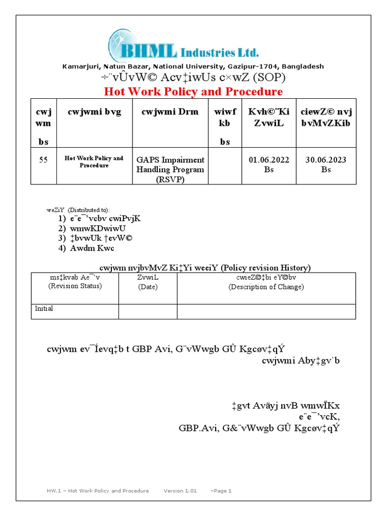 Hot Work Policy and Procedure Guide | PDF | Safety