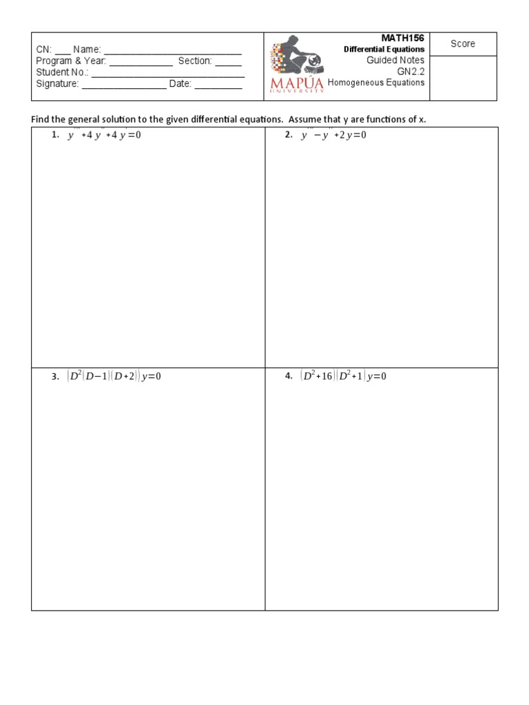 Homogeneous Differential Equations Notes | PDF