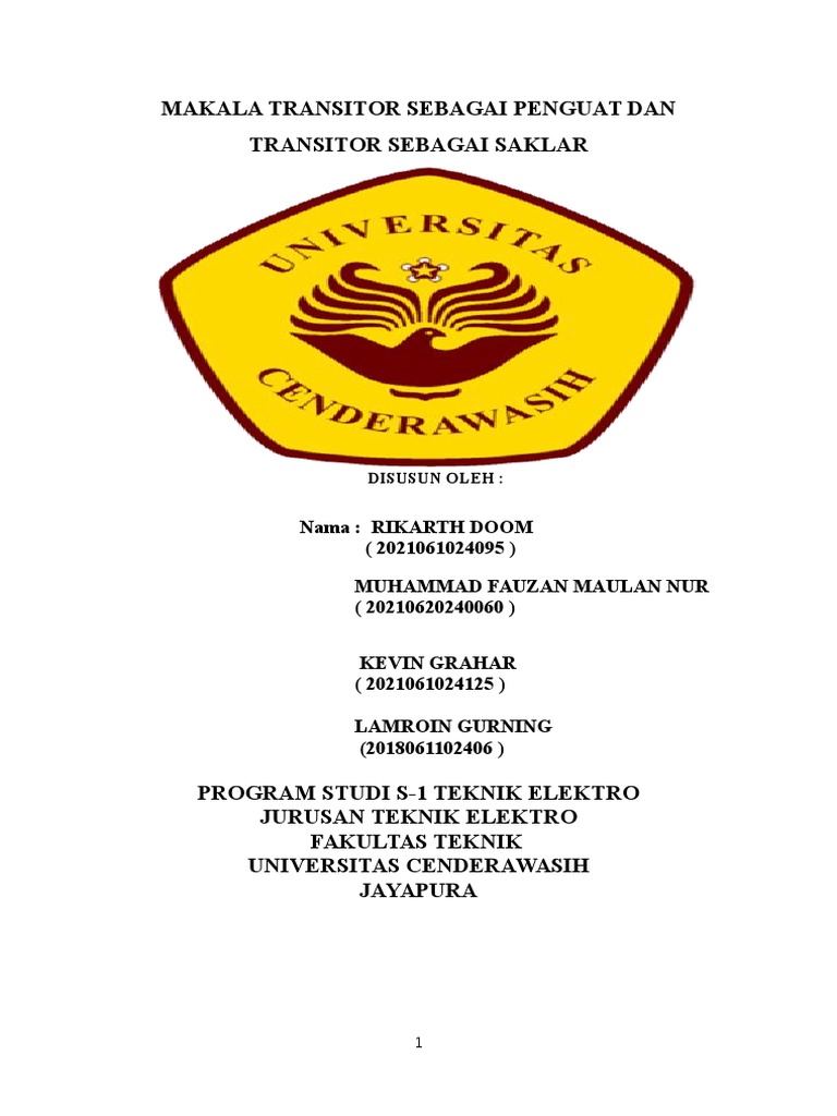 Makala Transitor Sebagai Penguat Dan Transitor Sebagai Saklar | PDF