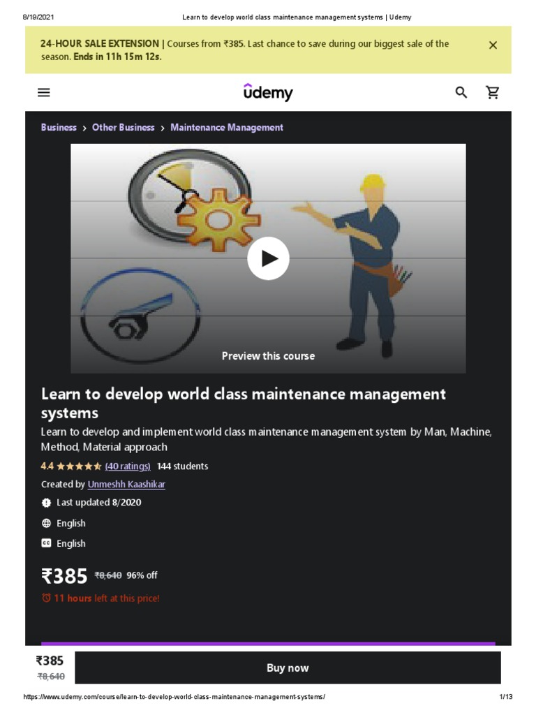 Learn To Develop World Class Maintenance Management Systems - Udemy ...