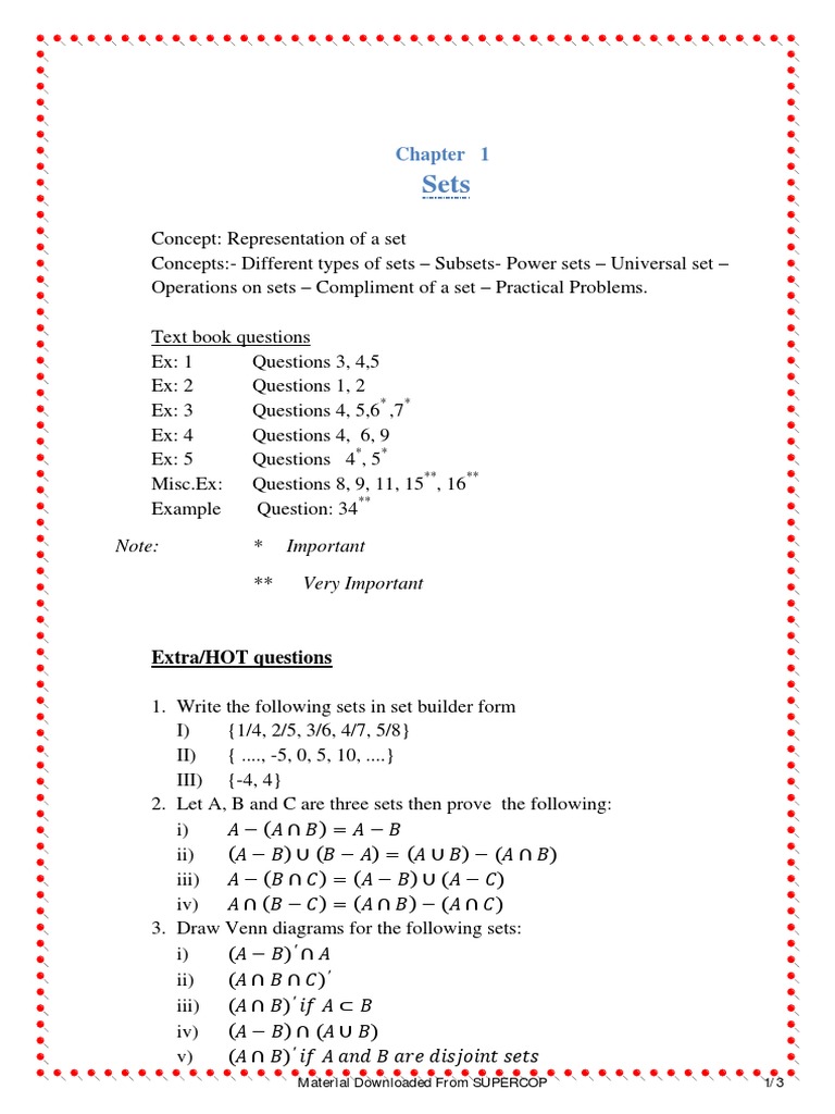 Chapter 1 - Sets | PDF