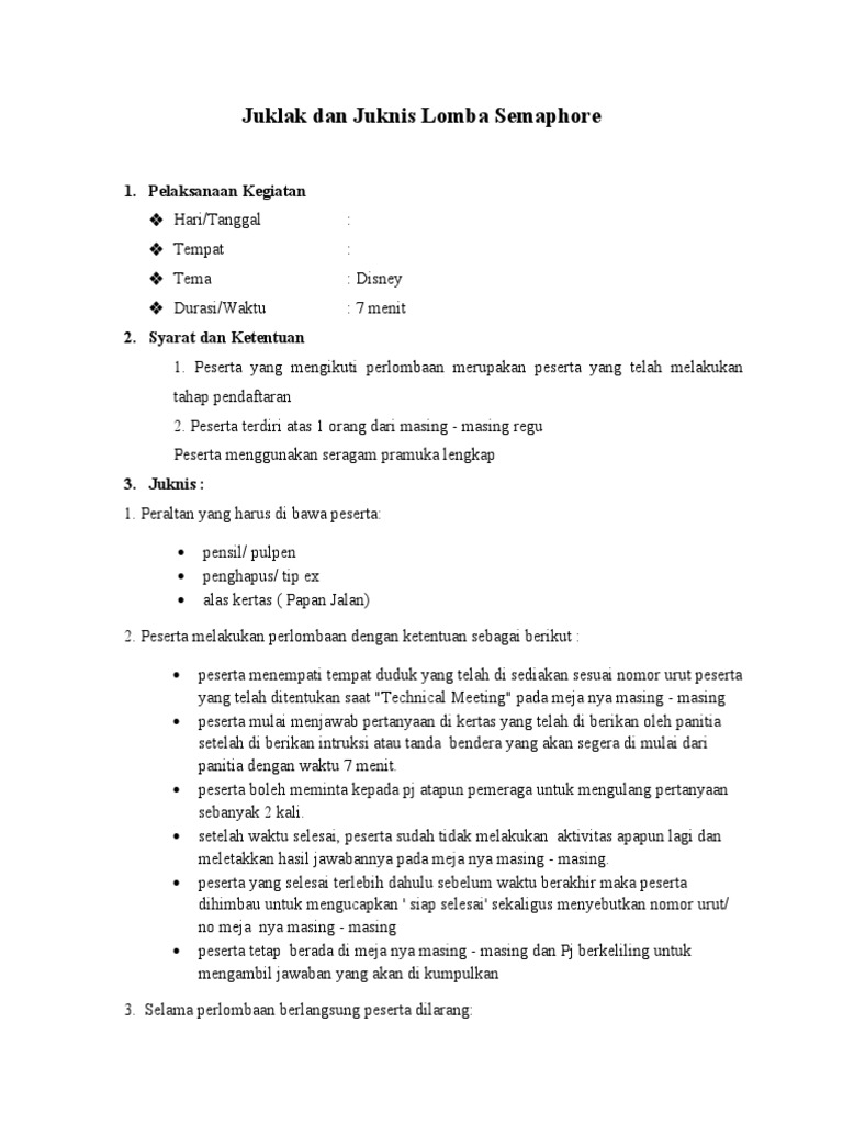 Format Juklak Dan Juknis Lomba - LOTANG 2023 Salinan | PDF
